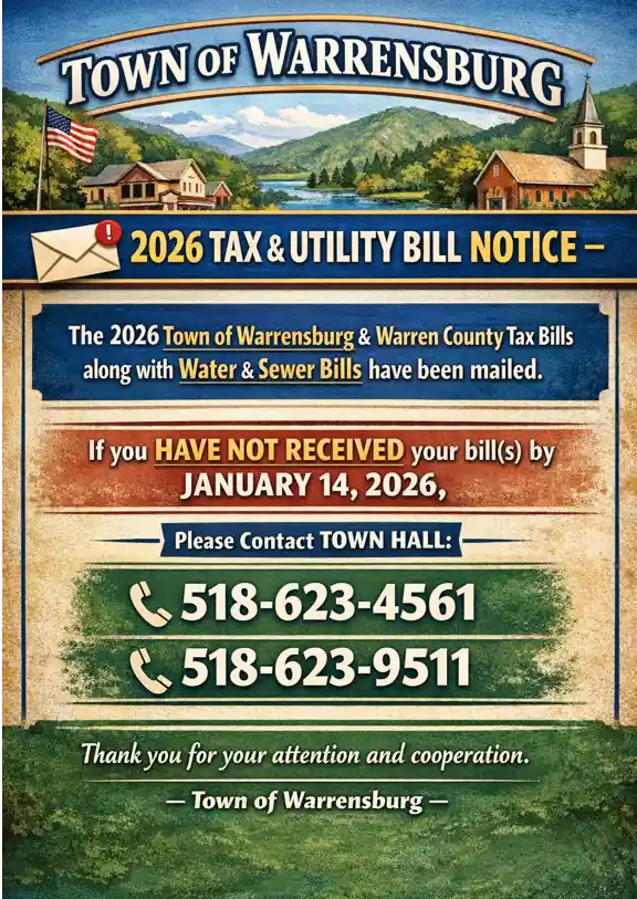 Public Notice- Tax bills and Water & Sewer bills - Town of Warrensburg ...